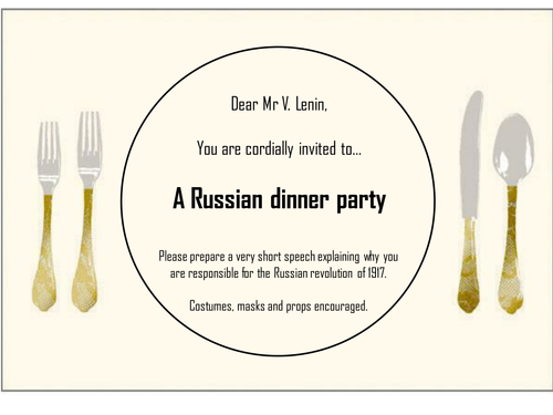 Tsarist Russia 1855-1917 Revision: Key Individuals Dinner Party ...
