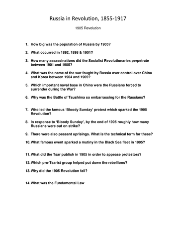 Tsarist and Communist Russia 1855-1917 Revision Resources and ...