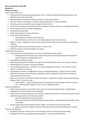 Tsarist and Communist Russia 1855-1917 Revision Resources and ...