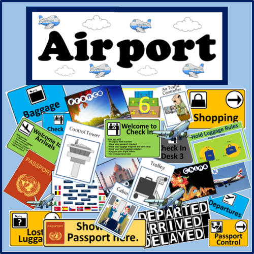 AIRPORT ROLE PLAY TEACHING RESOURCES LITERACY DISPLAY GEOGRAPHY WO ...