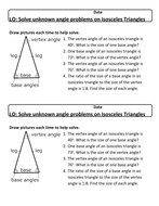 Isosceles Triangle Angle Questions Finding Missing Angles | Teaching ...