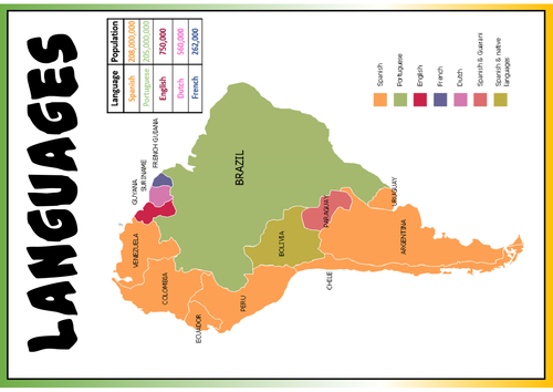 SOUTH AMERICA- RESOURCES LANGUAGE GEOGRAPHY FEATURES DISPLAY SPANISH ...