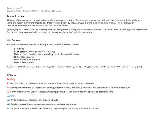 Creative Writing - Scheme of Work and Resources (Key Stage 3 ...