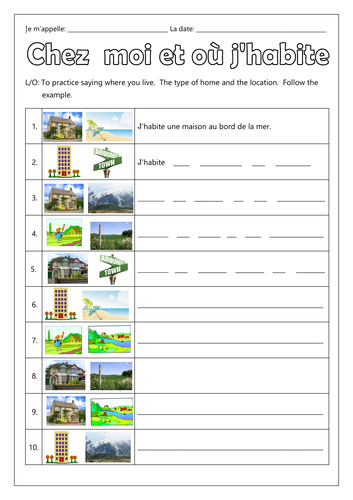 FRENCH - Chez Moi et Où J'Habite (Introduction) | Teaching Resources