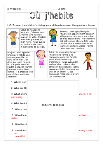 FRENCH - Chez Moi et Où J'Habite (Introduction) | Teaching Resources