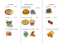 FRENCH FOOD La nourriture Worksheet 4 - Au restaurant | Teaching Resources