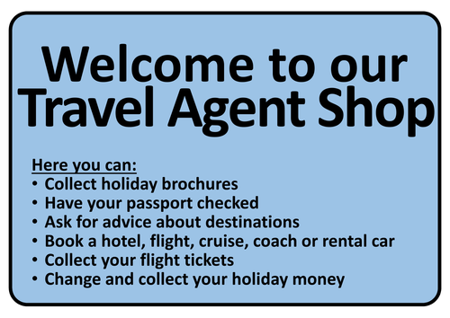 TRAVEL AGENTS ROLE PLAY RESOURCES DISPLAY KEY STAGE 1-2 GEOGRAPHY ...