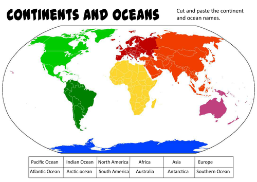 CONTINENTS AND OCEANS -GEOGRAPHY KS1-2 WORLD MAPS EARTH by - UK ...