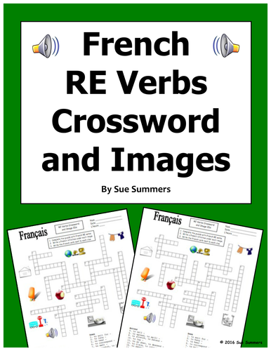 French RE Verbs Crossword Puzzle, Image IDs, and Verb Lists | Teaching ...