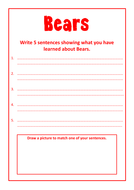 BEARS TEACHING RESOURCES SCIENCE ANIMALS EYFS KS 1-2 ROLE PLAY LITERACY ...