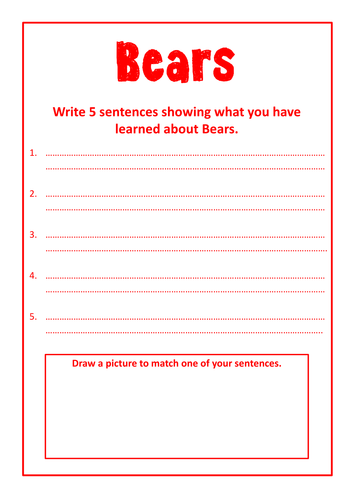 BEARS TEACHING RESOURCES SCIENCE ANIMALS EYFS KS 1-2 ROLE PLAY LITERACY ...