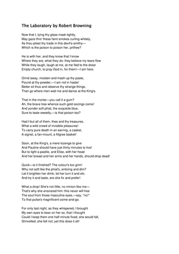 The Laboratory by Robert Browning by helliams - Teaching Resources - TES