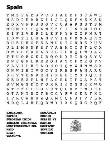 Spain Word Search | Teaching Resources