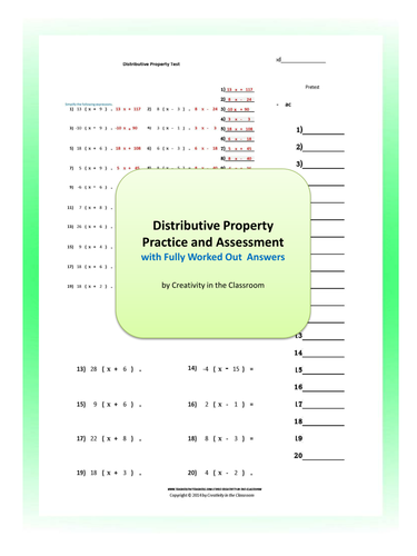 Distributive Property Practice and Assessment | Teaching Resources