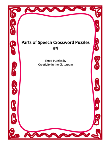 Parts of Speech Crossword Puzzles #4 | Teaching Resources