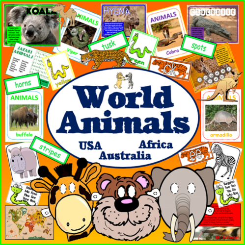 WORLD ANIMALS AFRICA USA AUSTRALIA TEACHING RESOURCES DISPLAY SCIENCE ...