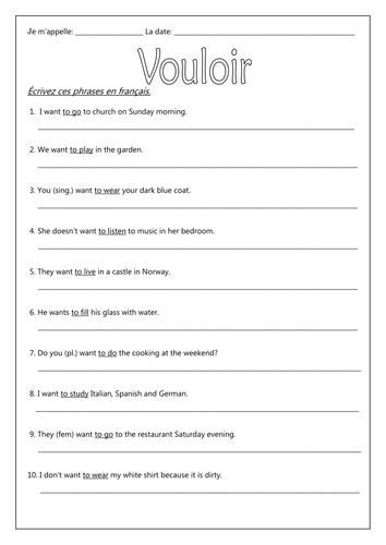 FRENCH - MODAL VERBS - VOULOIR-POUVOIR-DEVOIR - Worksheets | Teaching ...