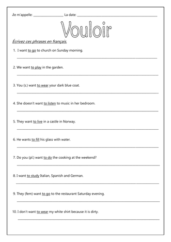 FRENCH - MODAL VERBS - VOULOIR-POUVOIR-DEVOIR - Worksheets | Teaching ...