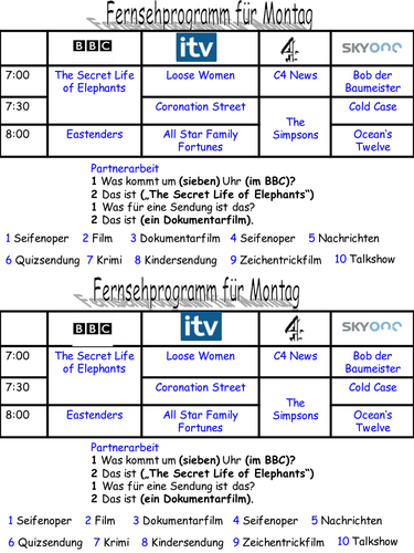Nach der Schule - TV schedules and opinions | Teaching Resources