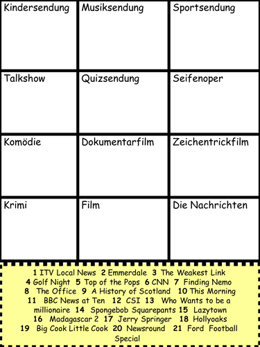 Nach der Schule - TV schedules and opinions | Teaching Resources