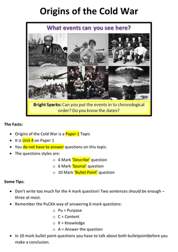Origins of the Cold War Revision Booklet | Teaching Resources