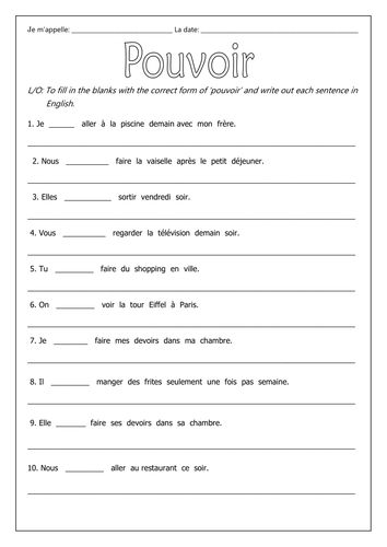 FRENCH - MODAL VERBS - VOULOIR-POUVOIR-DEVOIR - WORKSHEETS | Teaching ...