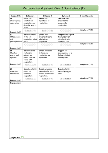 NEW KS3 SCIENCE YEAR 8 SPORTS SCIENCE TRACKING, FEEDBACK AND HOME ...