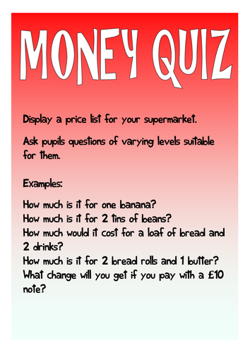 SUPERMARKET ROLE PLAY TEACHING RESOURCES KS1-2 FOOD SCIENCE EYFS MONEY ...