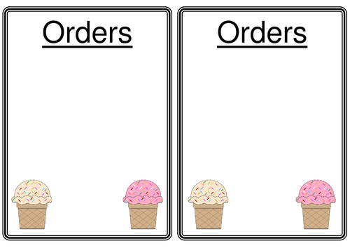 ICE-CREAM PARLOUR SHOP ROLE PLAY TEACHING RESOURCES KEY STAGE 1-2 FOOD ...