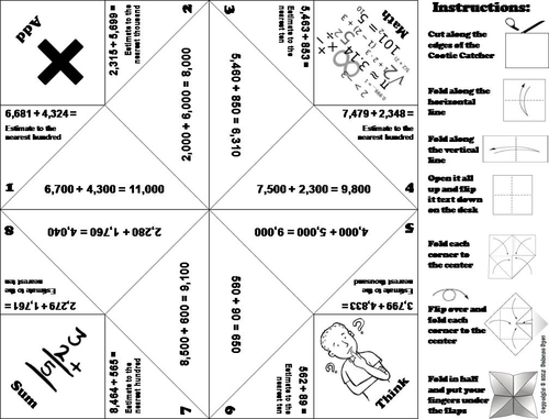 Estimating Sums Cootie Catchers | Teaching Resources