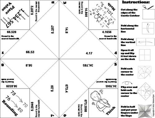 Rounding Decimals Cootie Catchers | Teaching Resources