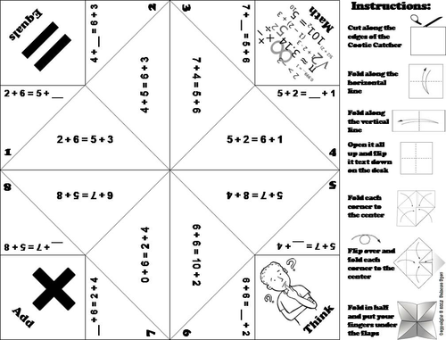 Missing Addends Cootie Catchers | Teaching Resources