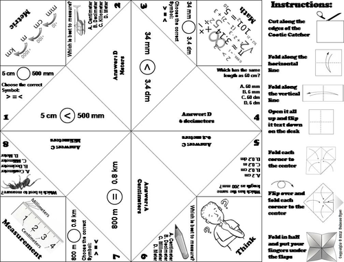 Metric Measurement Cootie Catchers | Teaching Resources