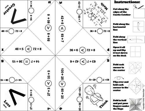 Greater Than Less Than: Grades 4-6 Cootie Catchers | Teaching Resources