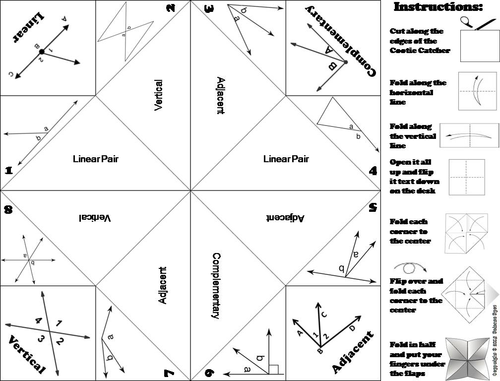 Angle Pair Relationships Cootie Catcher | Teaching Resources
