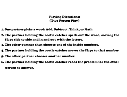 Fact Families (Addition and Subtraction) Cootie Catchers | Teaching ...