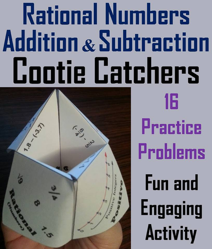 Rational Numbers (Addition and Subtraction) Cootie Catchers | Teaching ...