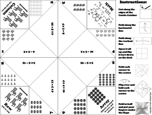 Arrays Cootie Catchers | Teaching Resources