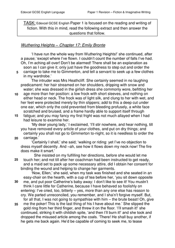 Edexcel GCSE English Lang Paper 1 Reading Task | Teaching Resources