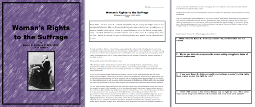 Susan B. Anthony Speech Woman's Rights to the Suffrage 1873 | Teaching ...