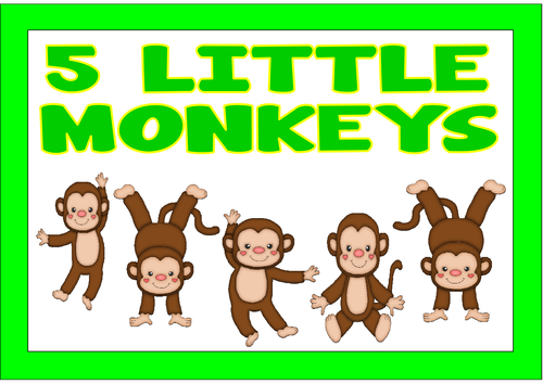 5 FIVE LITTLE MONKEYS NUMBER RHYME TEACHING RESOURCE MATHS EYFS KS1 ...