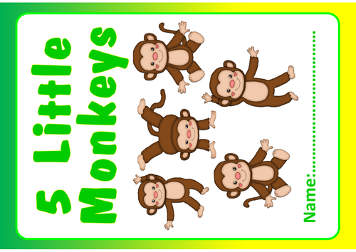 5 FIVE LITTLE MONKEYS NUMBER RHYME TEACHING RESOURCE MATHS EYFS KS1 ...