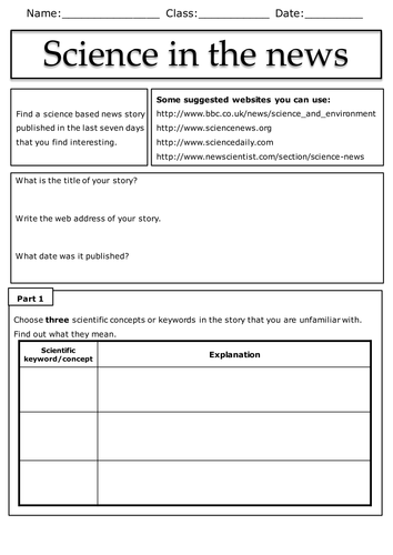 Science in the news | Teaching Resources