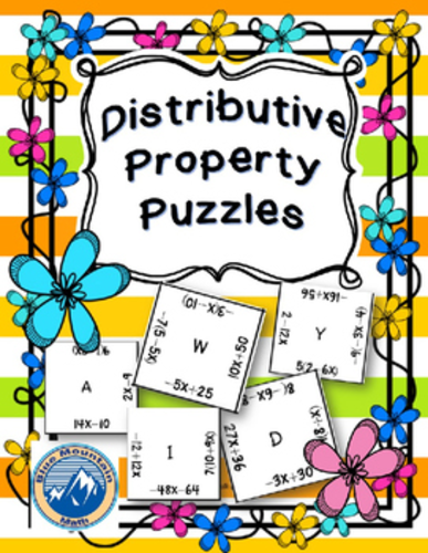 Distributive Property and Combine Like Terms Puzzle Set | Teaching ...