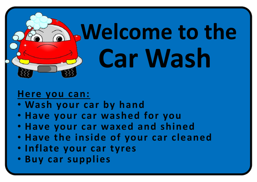 GARAGE CAR WASH ROLE PLAY TEACHING RESOURCES EYFS KS1-2 | Teaching ...