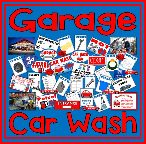 GARAGE CAR WASH ROLE PLAY TEACHING RESOURCES EYFS KS1-2 | Teaching ...