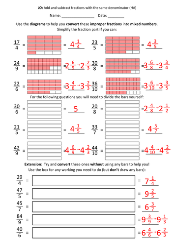 Year 4: Adding and Subtracting Fractions (Lesson 2) | Teaching Resources