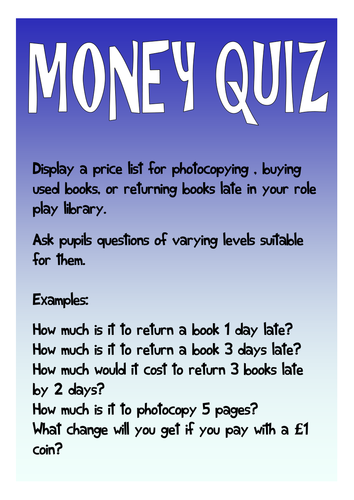 LIBRARY ROLE PLAY TEACHING RESOURCES EARLY YEARS KEY STAGE 1-2 READING ...