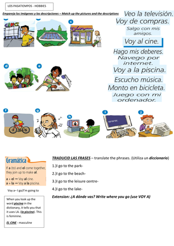 SPANISH HOBBIES - YEAR 8 WORKSHEET | Teaching Resources