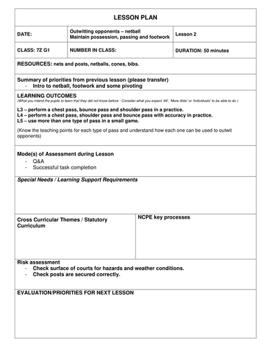 Year 8 & 10 Netball unit plans, lessons plans and resources | Teaching ...